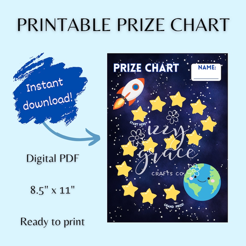Space Theme Sticker Reward Chart for Kids (printable PDF) - Etsy