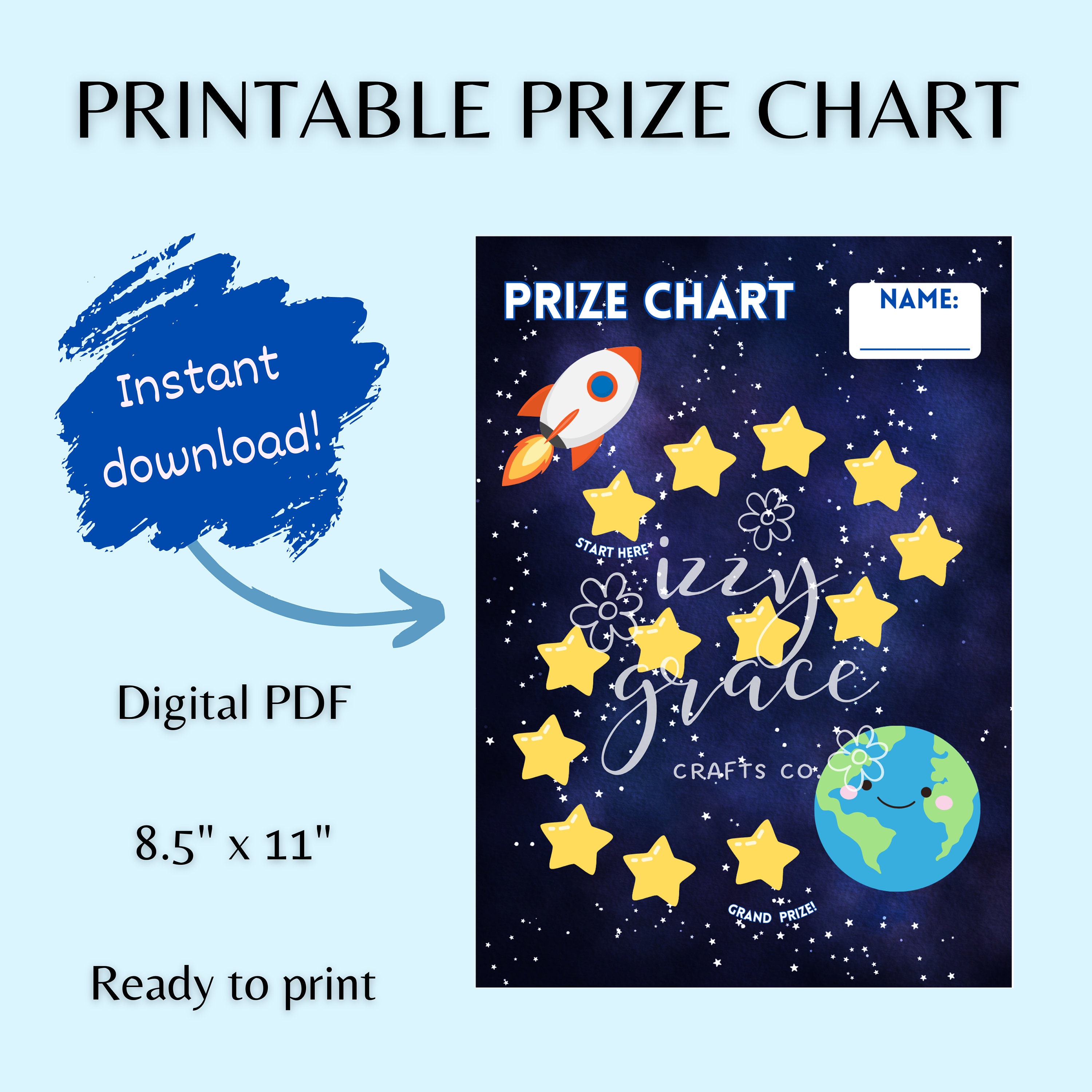 Printable Kids Sticker Prize Chart for School, Home, Chores, Good ...