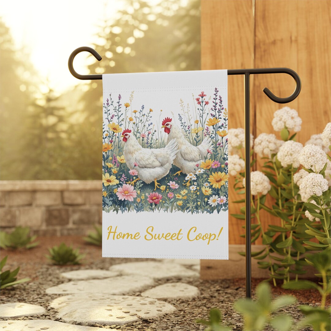 Personalized Two Chickens Small Garden Flag 12x18 Custom Spring Yard ...