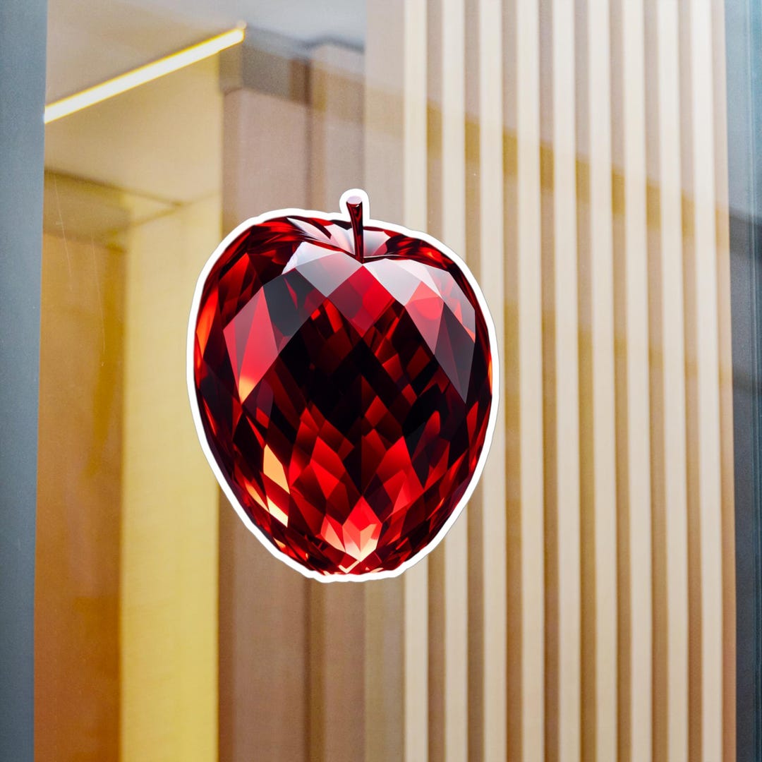 Red Apple Vinyl Decal Crystal Apple Window Sticker 8"x10" 6"x8" 4"x6" 3 ...