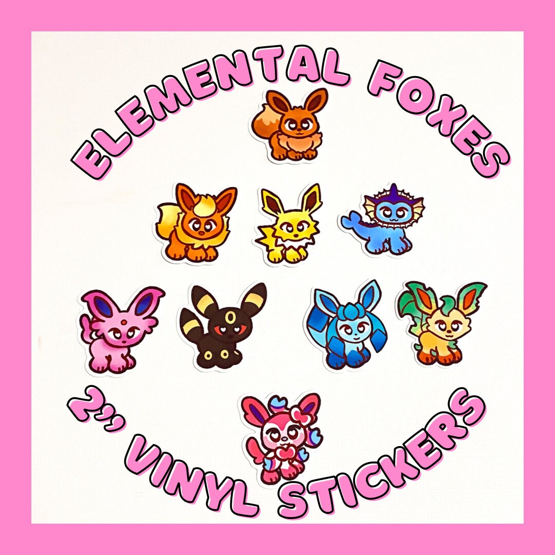 Eeveelution Pokemon Eevee Family Glossy Vinyl Waterproof 2 Stickers - Etsy