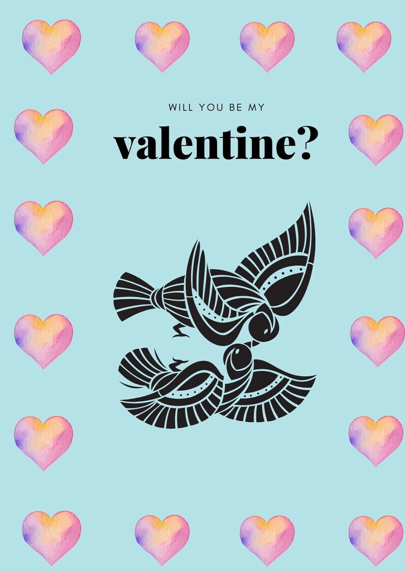 Printable Valentine Love Birds Card - Etsy