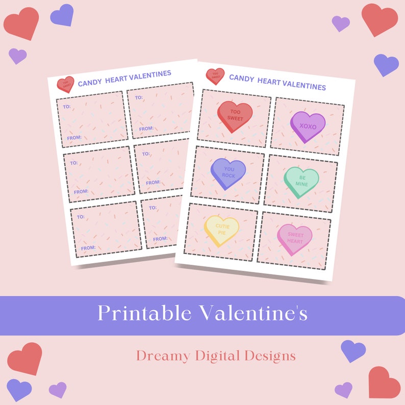 Printable Candy Heart Valentines - Etsy