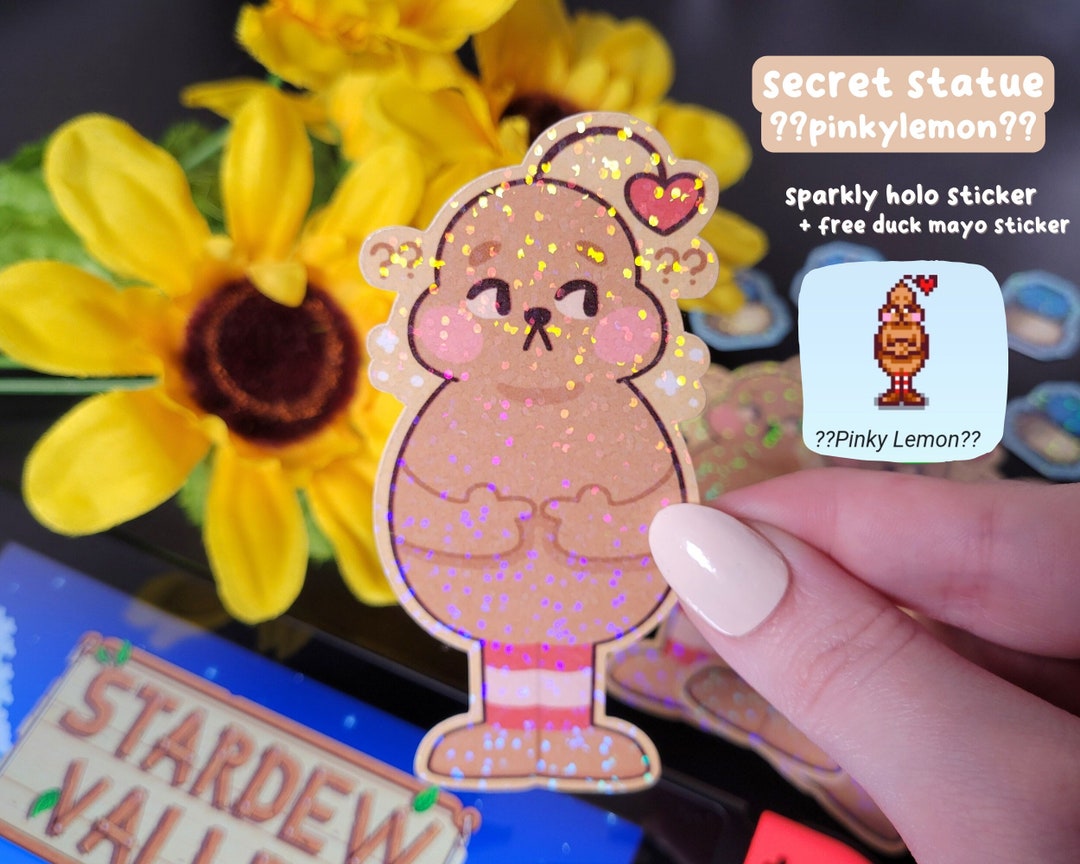 Stardew Valley | Secret Statue Pinky Lemon | Sparkly Sticker - Etsy
