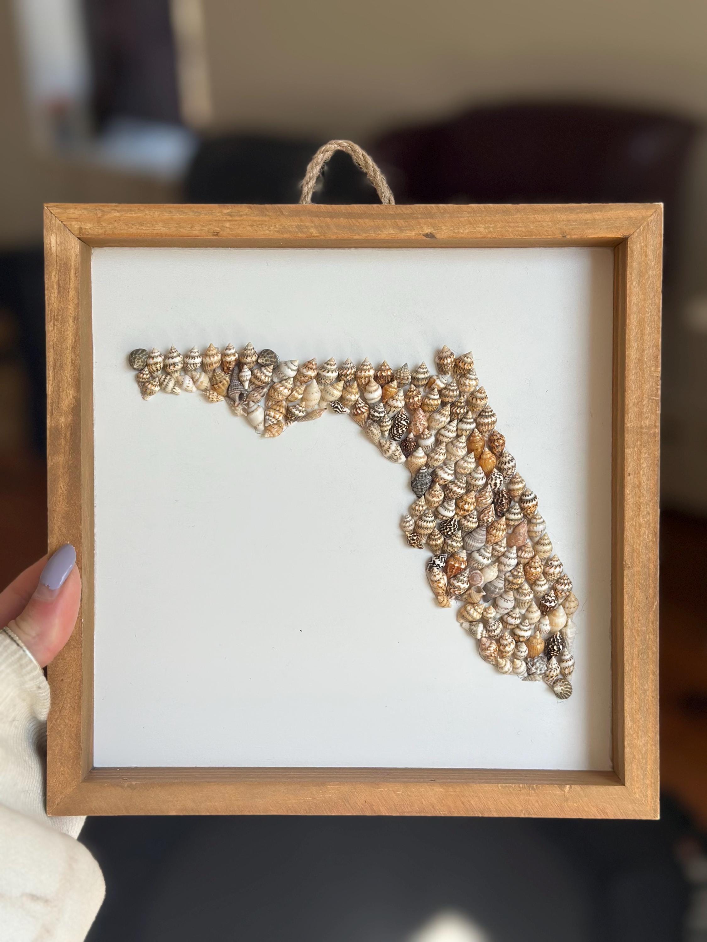 Florida Shell Art | Handmade Seashell State Wall Decor | Coastal Home ...