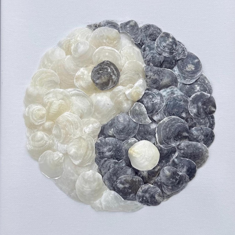 Yin Yang Seashell Art | Handmade Shell Wall Decor | Coastal Zen Home ...