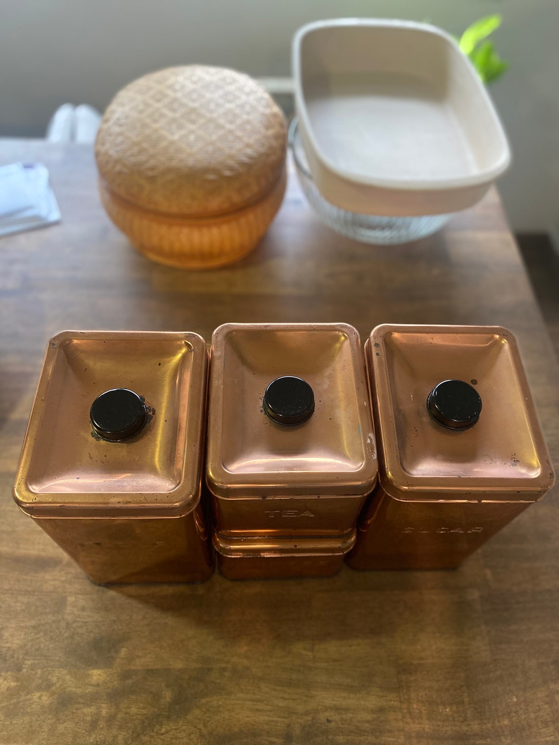 Set of 4 Stackable Vintage Square Canisters Garner Ware Canister Set ...