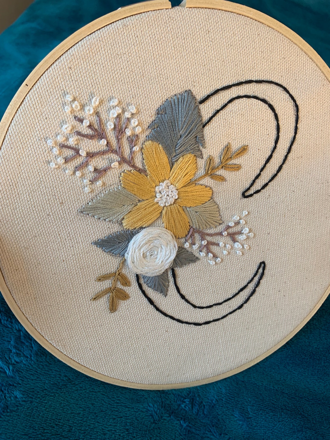 Floral Alphabet C Embroidery - Etsy