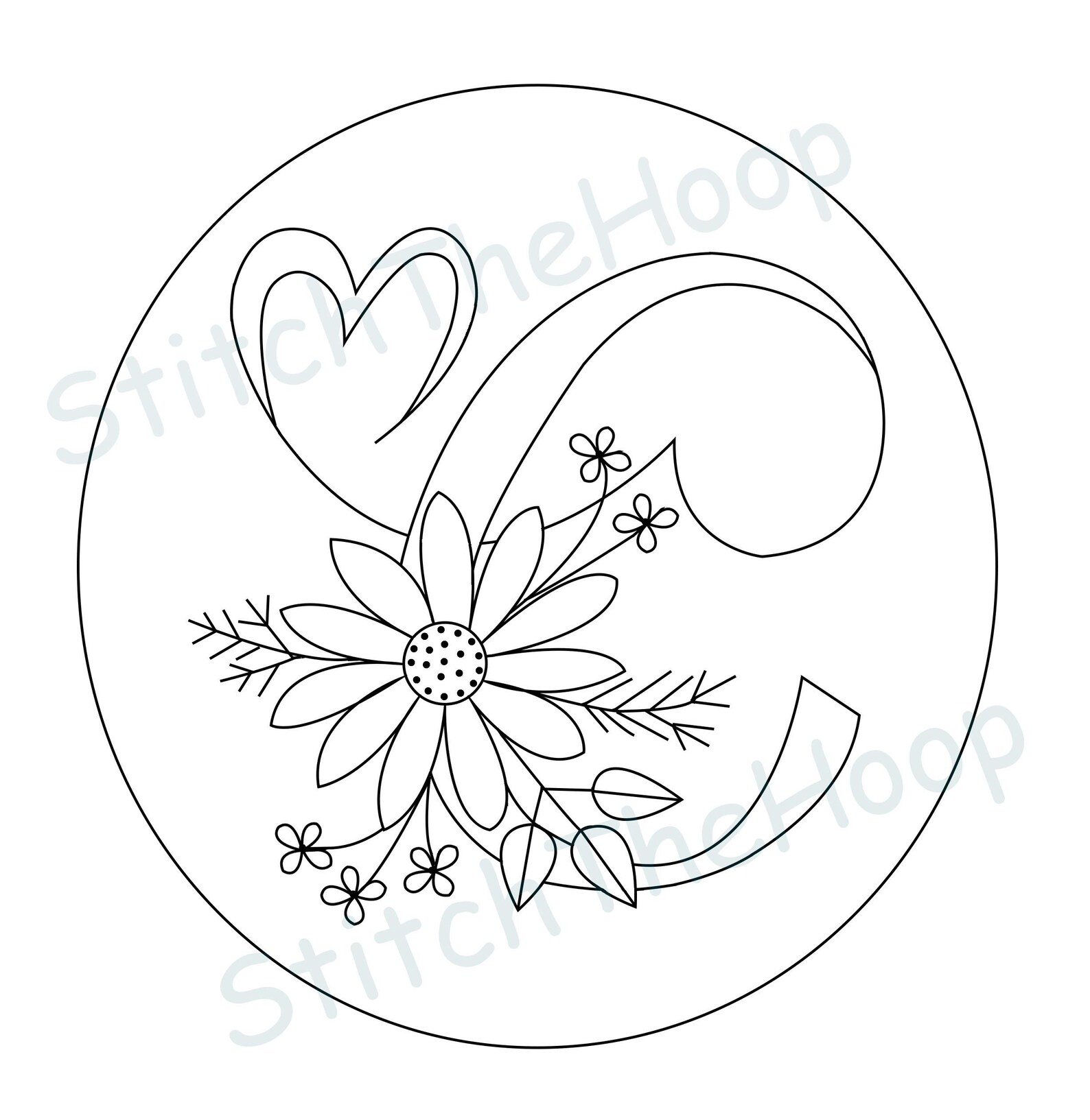 Floral Alphabet C Hand Embroidery Pattern PDF Digital Download DIY ...