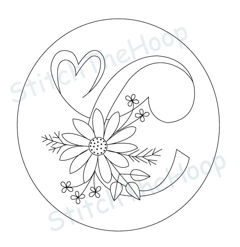 Floral Alphabet C Hand Embroidery Pattern PDF Digital Download DIY Craft Valentine Gift - Etsy