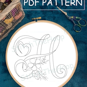 Floral Alphabet Letter H Embroidery Pattern PDF Instant Download DIY ...
