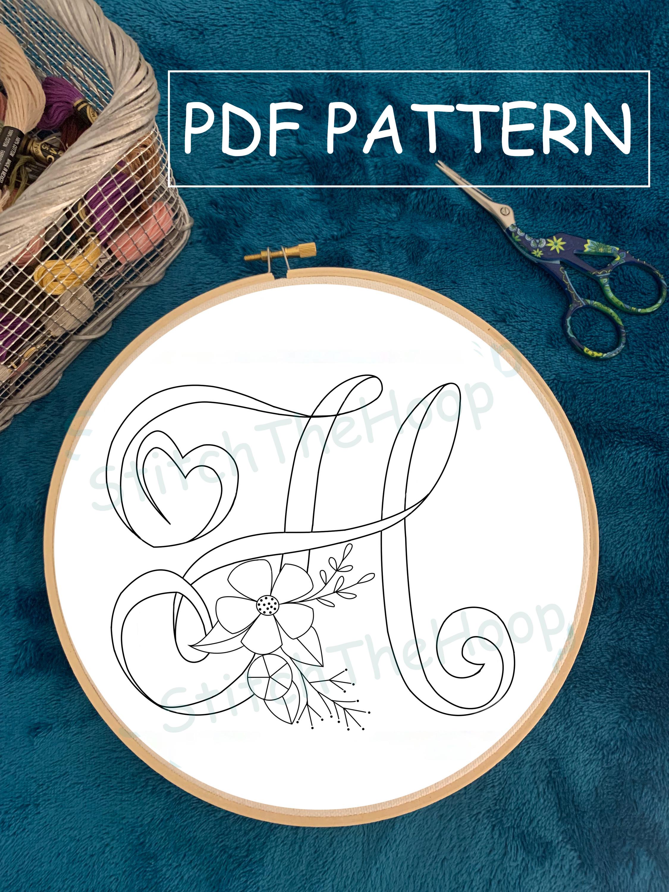Floral Alphabet Letter H Embroidery Pattern PDF Instant Download DIY ...