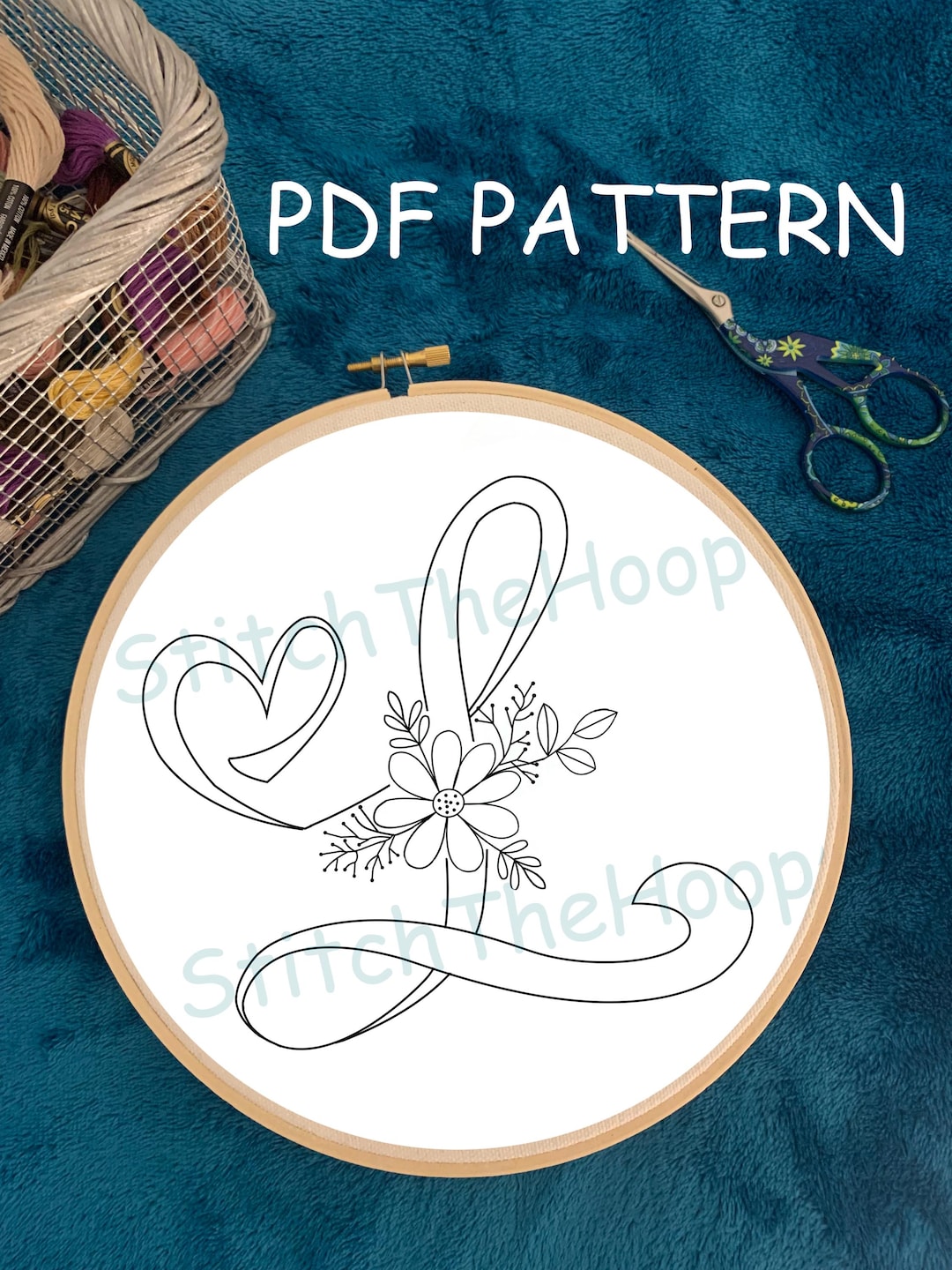 Floral Letter L Embroidery Pattern: DIY Craft (digital PDF) - Etsy
