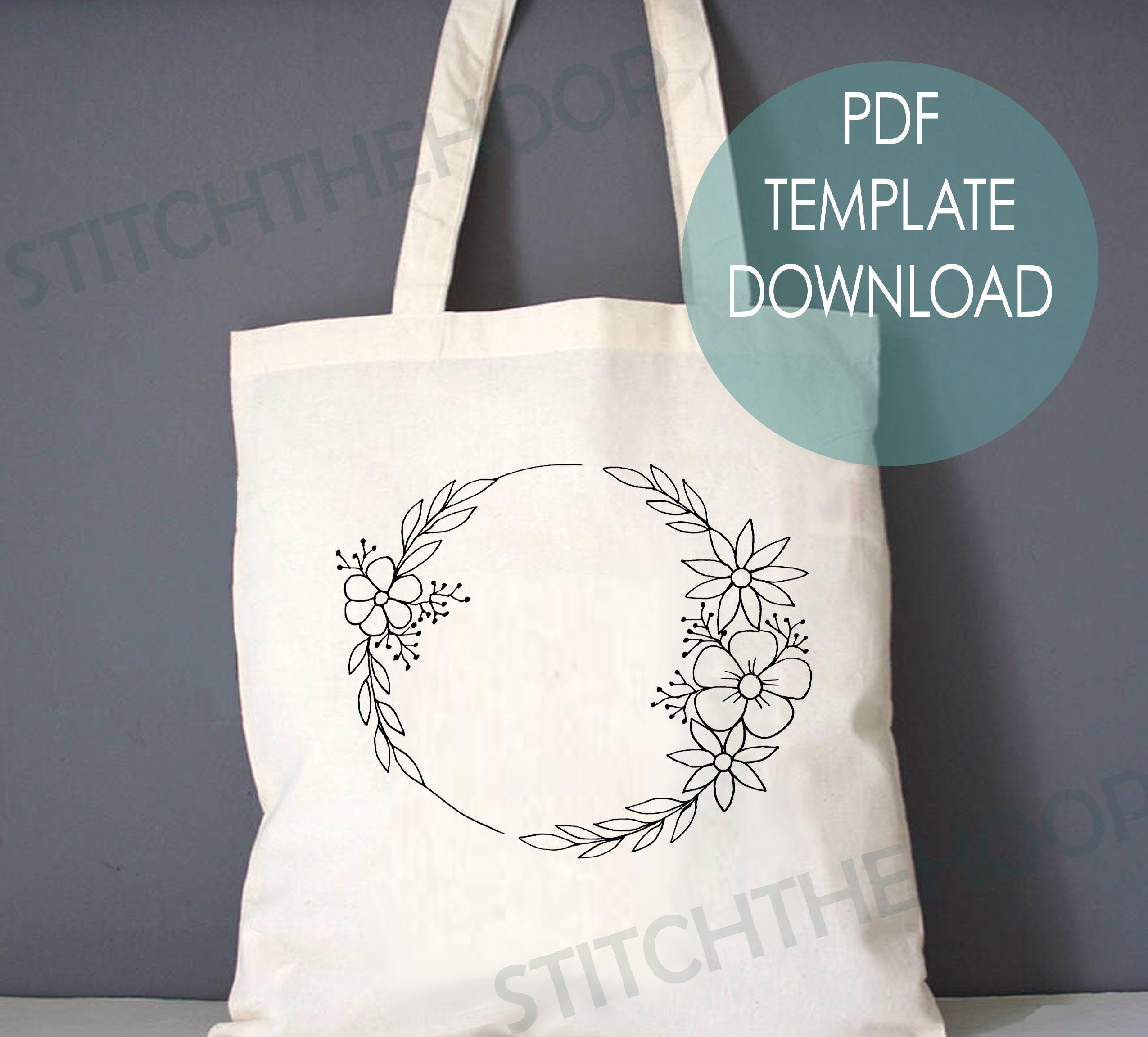 Floral Wreath Embroidery Pattern: Flower Border Design (digital PDF) - Etsy