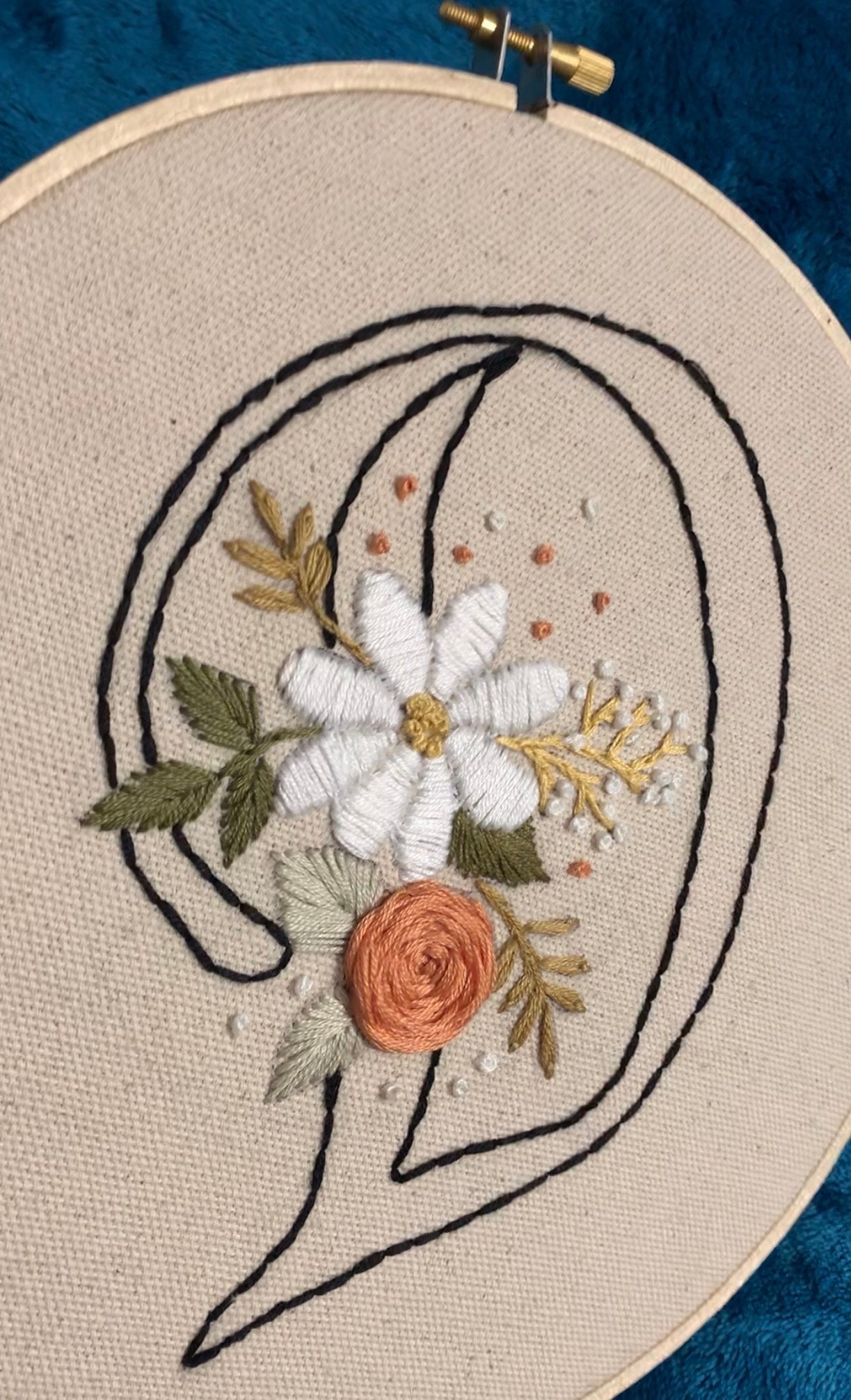 Floral Alphabet 'D' Embroidery PDF Pattern for DIY Crafting, Instant ...