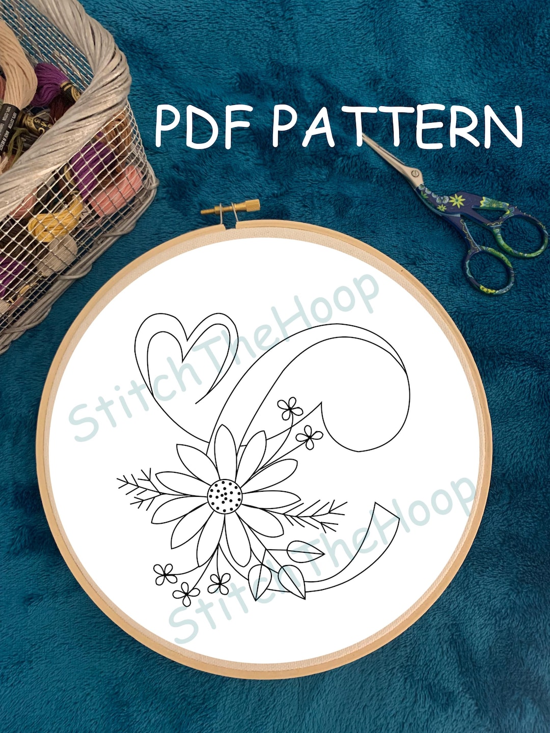 Floral Alphabet C Hand Embroidery Pattern PDF Digital Download DIY ...
