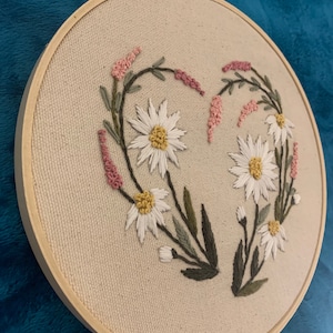 Floral Heart Hand Embroidery Pattern PDF Download DIY Gift Valentine ...