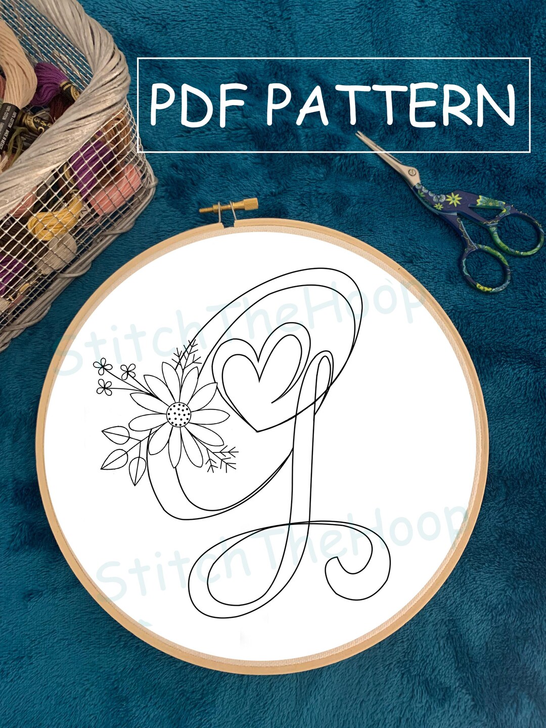 Floral Alphabet G Embroidery Pattern PDF Digital Download DIY Craft ...