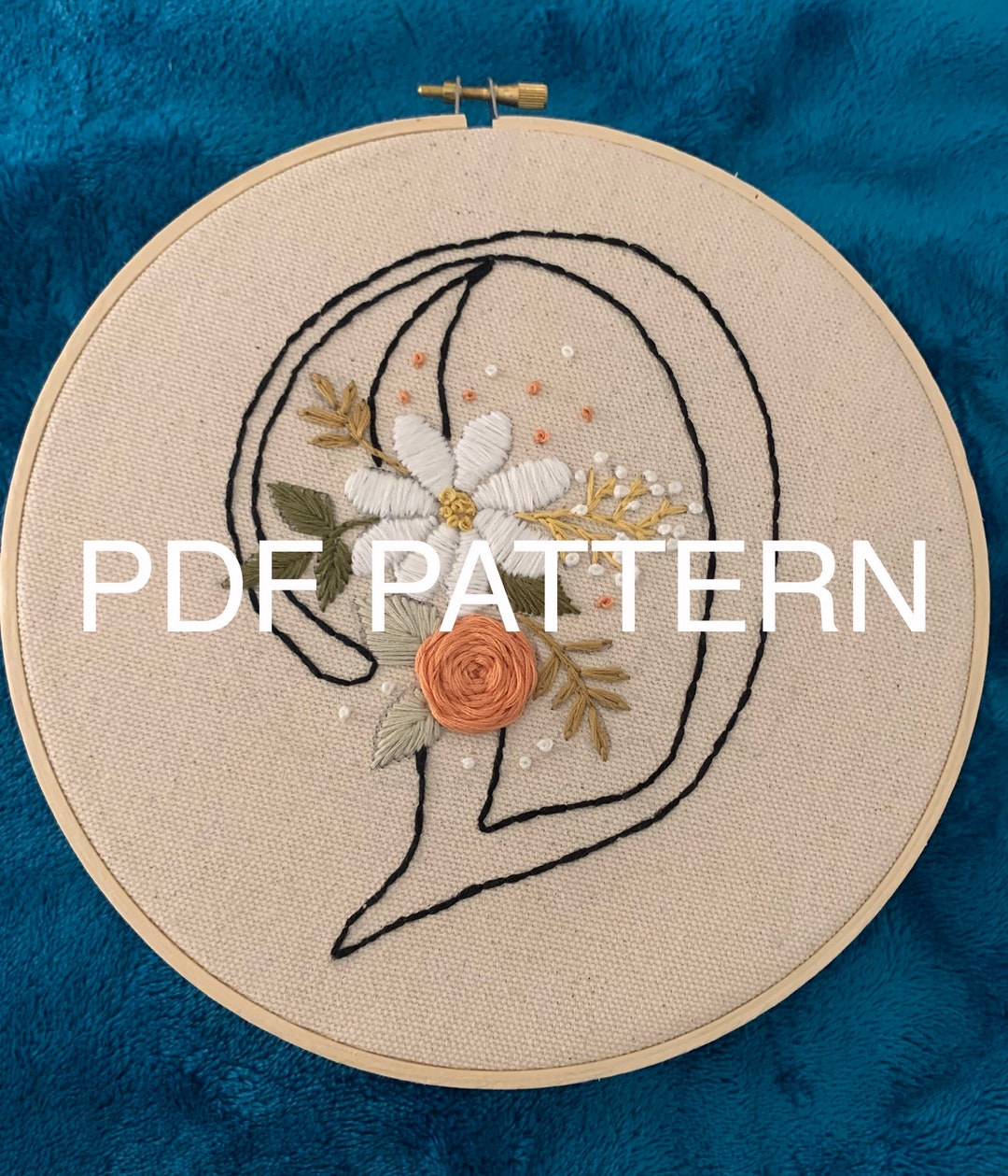 Floral Alphabet 'D' Embroidery PDF Pattern for DIY Crafting, Instant ...