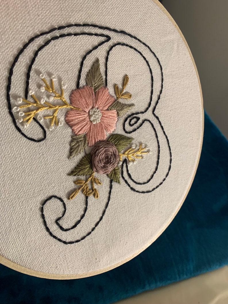 Floral Alphabet 'B' Hand Embroidery Pattern (digital PDF) - Etsy