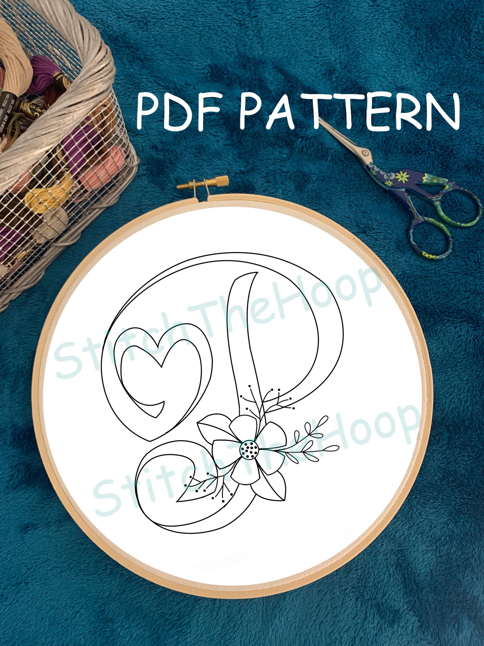 Floral Alphabet "p" Hand Embroidery Pattern - PDF Download DIY Initial ...