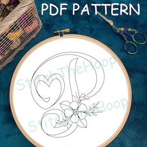 Floral Alphabet "p" Hand Embroidery Pattern - PDF Download DIY Initial ...