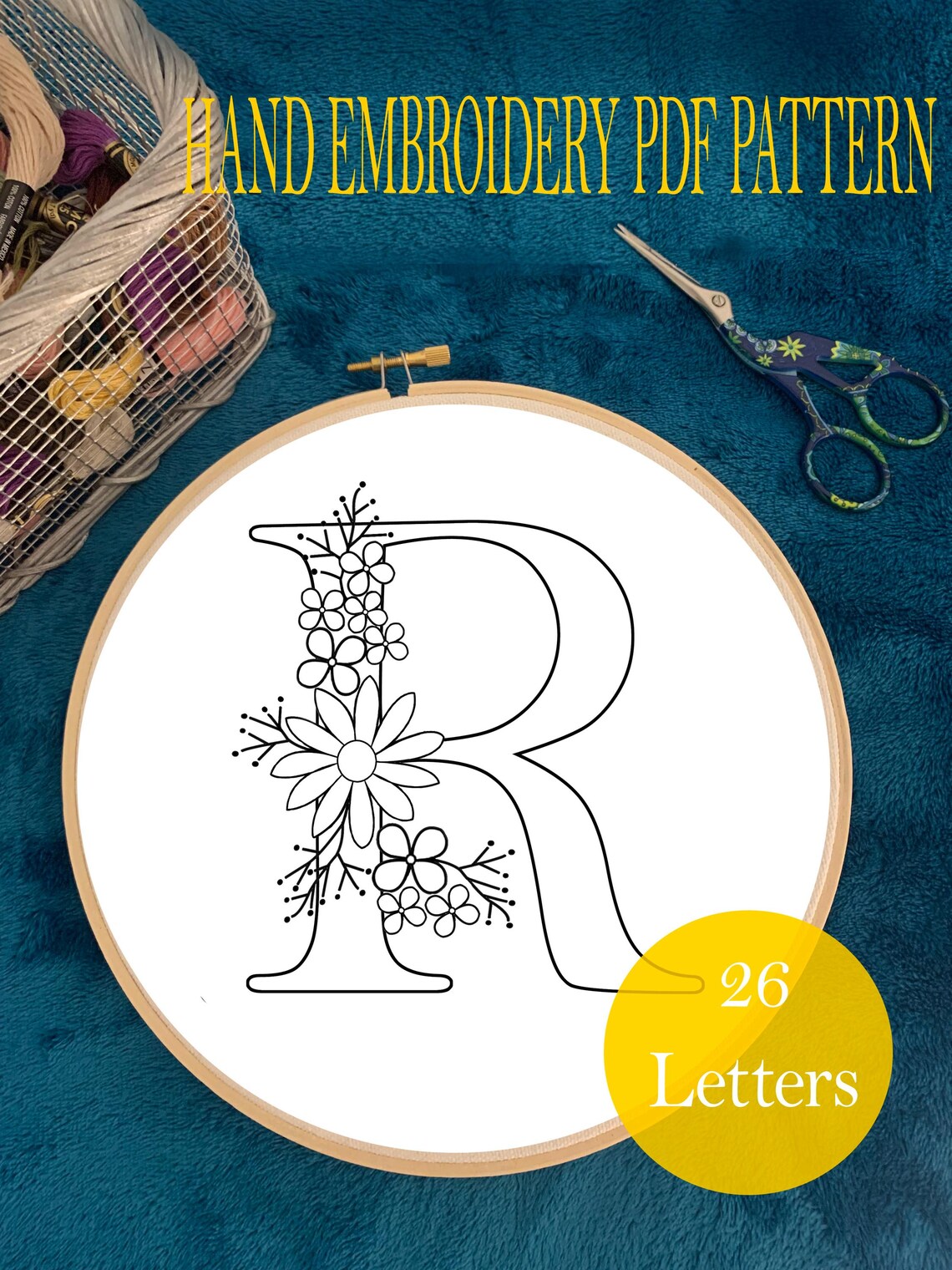 Floral Embroidery Alphabet Pattern: DIY Monogram (digital Download) - Etsy