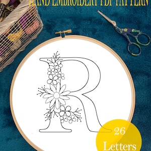 Floral Embroidery Alphabet Pattern: DIY Monogram (digital Download) - Etsy
