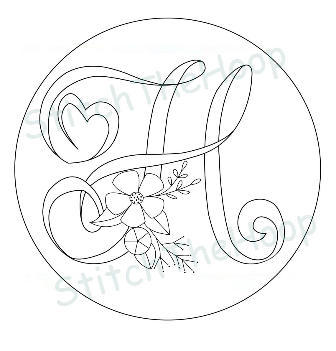 Floral Alphabet Letter H Embroidery Pattern PDF Instant Download DIY ...
