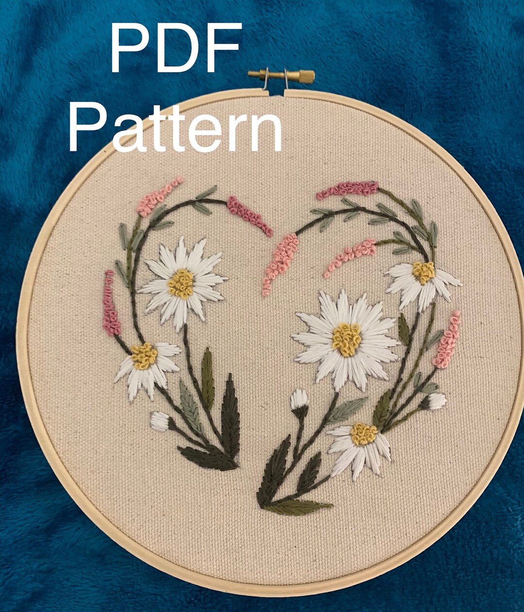 Floral Heart Hand Embroidery Pattern PDF Download DIY Gift Valentine ...