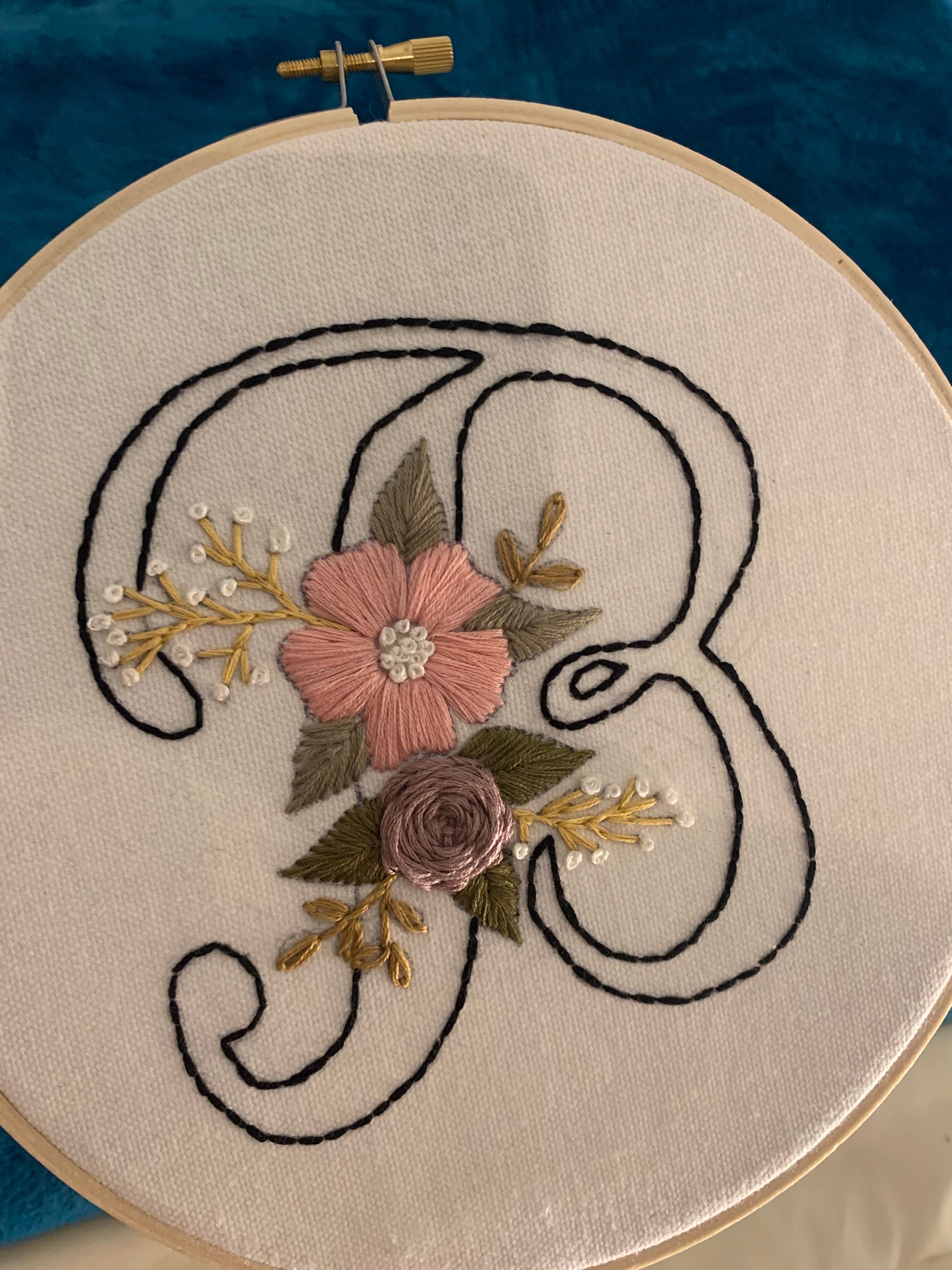 Floral Alphabet 'B' Hand Embroidery Pattern (digital PDF) - Etsy