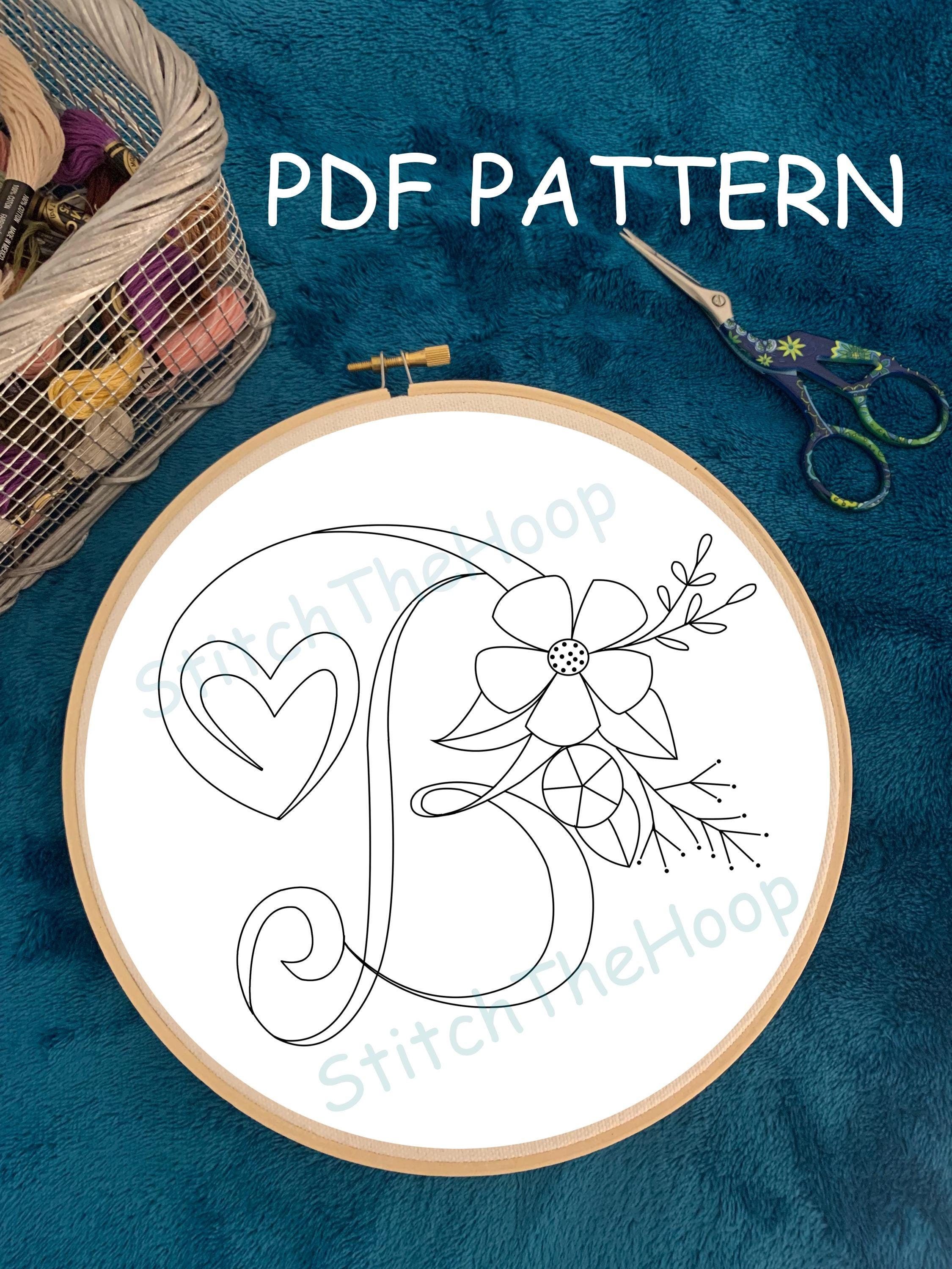 Floral Alphabet B Hand Embroidery Pattern PDF Digital DIY Craft Design ...