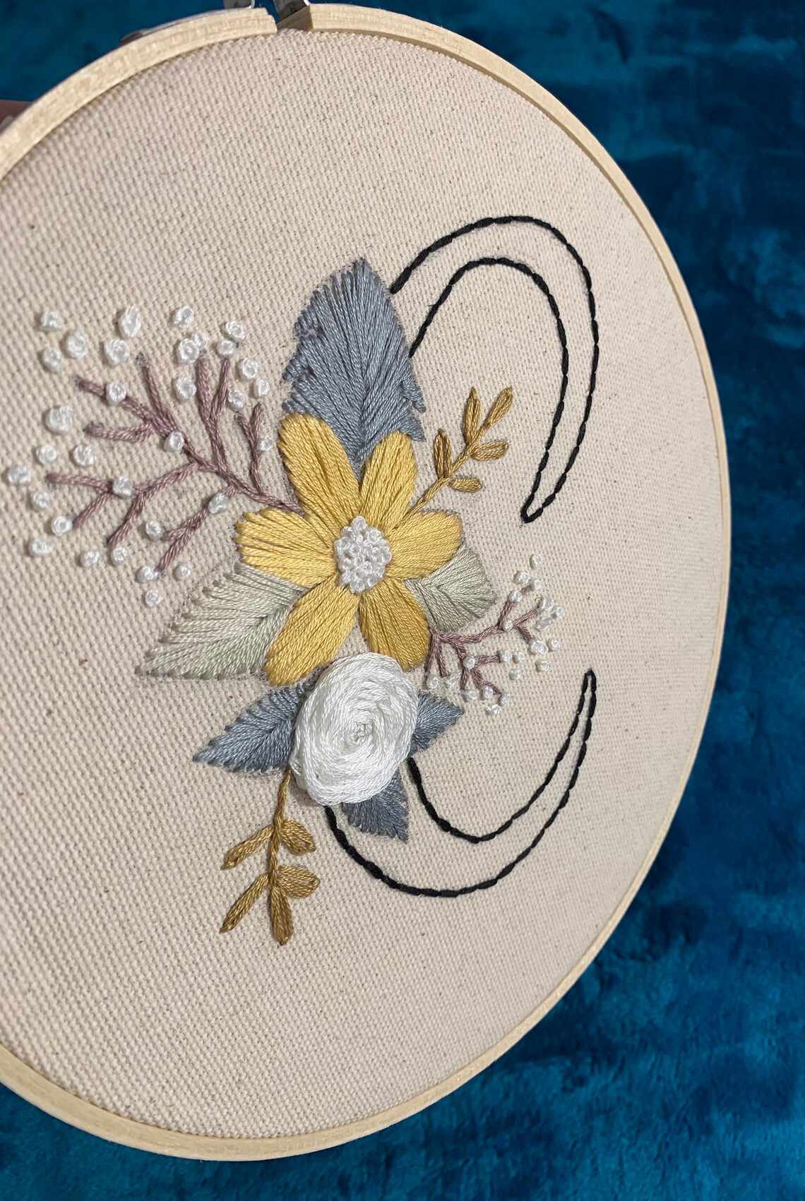 Floral Alphabet C Embroidery - Etsy