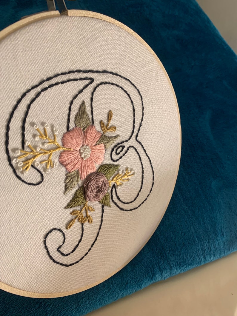 Floral Alphabet 'B' Hand Embroidery Pattern (digital PDF) - Etsy