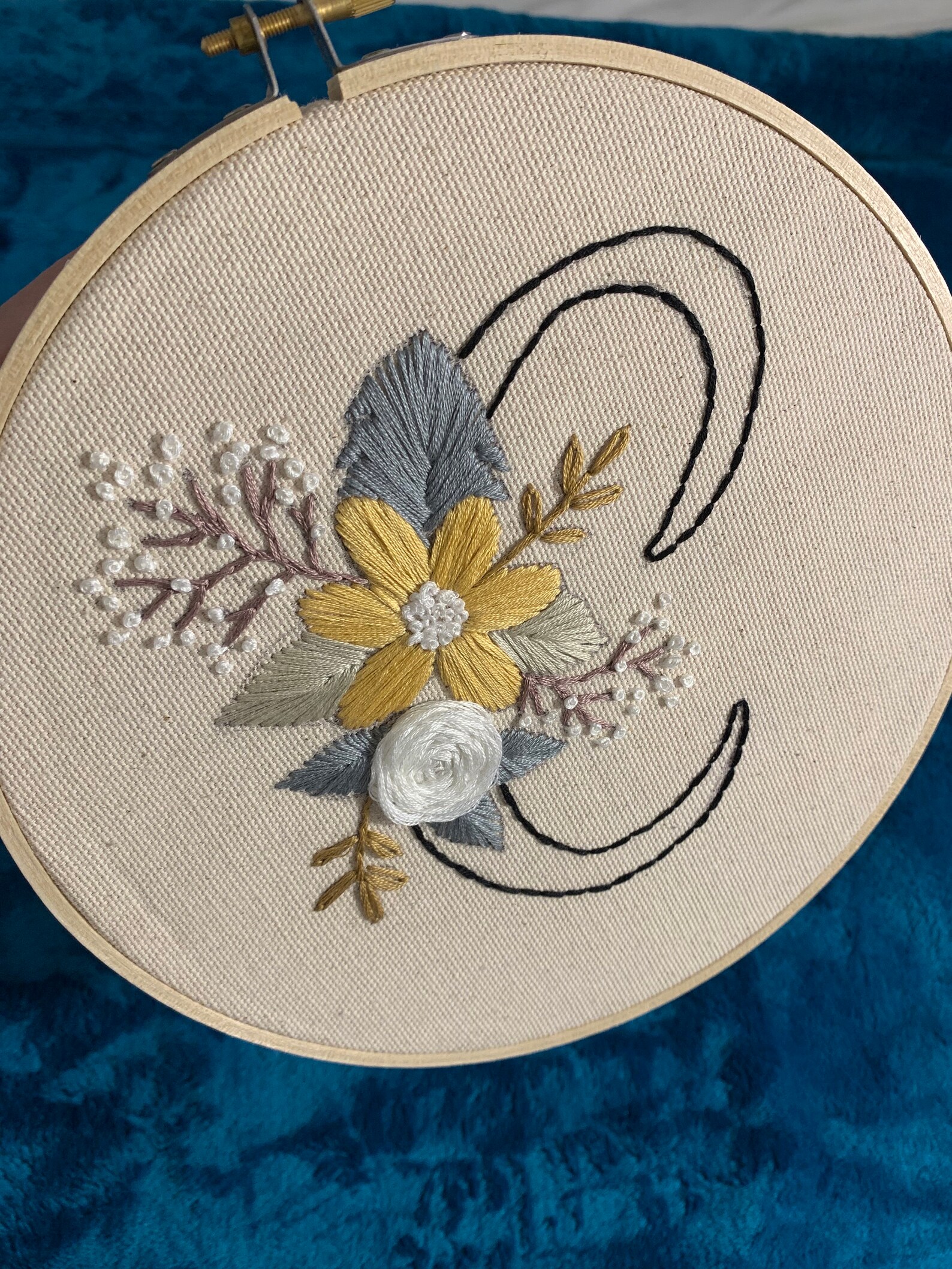 Floral Alphabet C Embroidery - Etsy