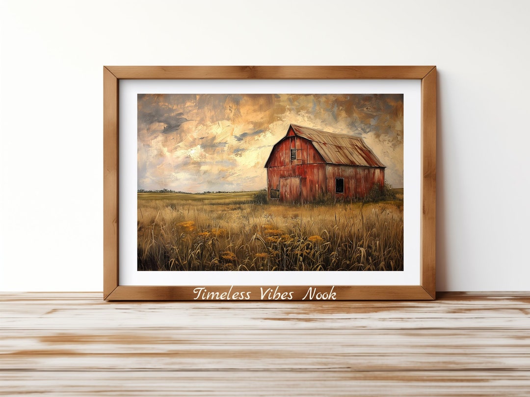 Rustic Barn Landscape Home Decor Vintage Farmhouse Decor Wall Art ...