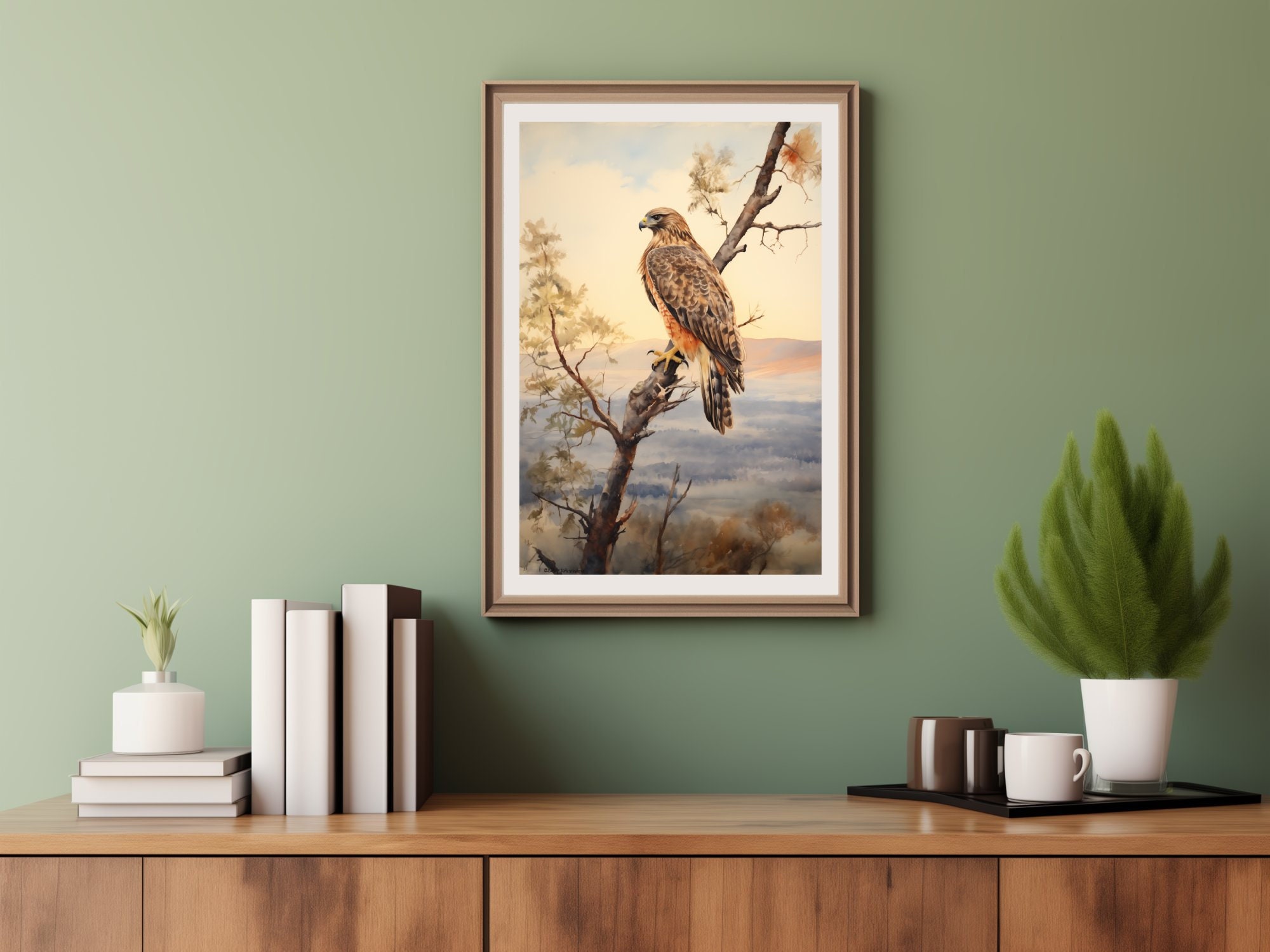 Alluring Red-tailed Hawk Sunrise Hunt Wildlife Wall Art, Nature ...
