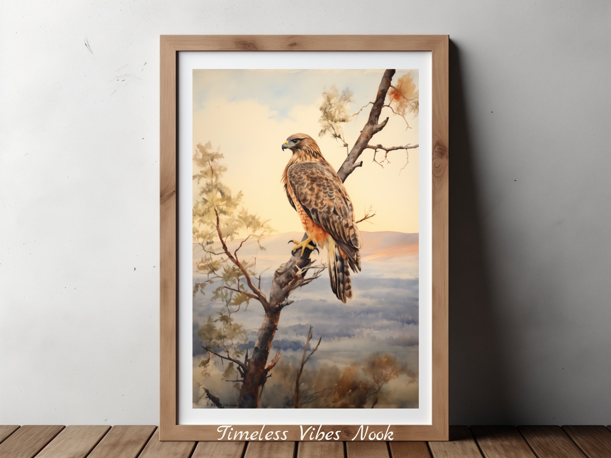 Alluring Red-tailed Hawk Sunrise Hunt Wildlife Wall Art, Nature ...
