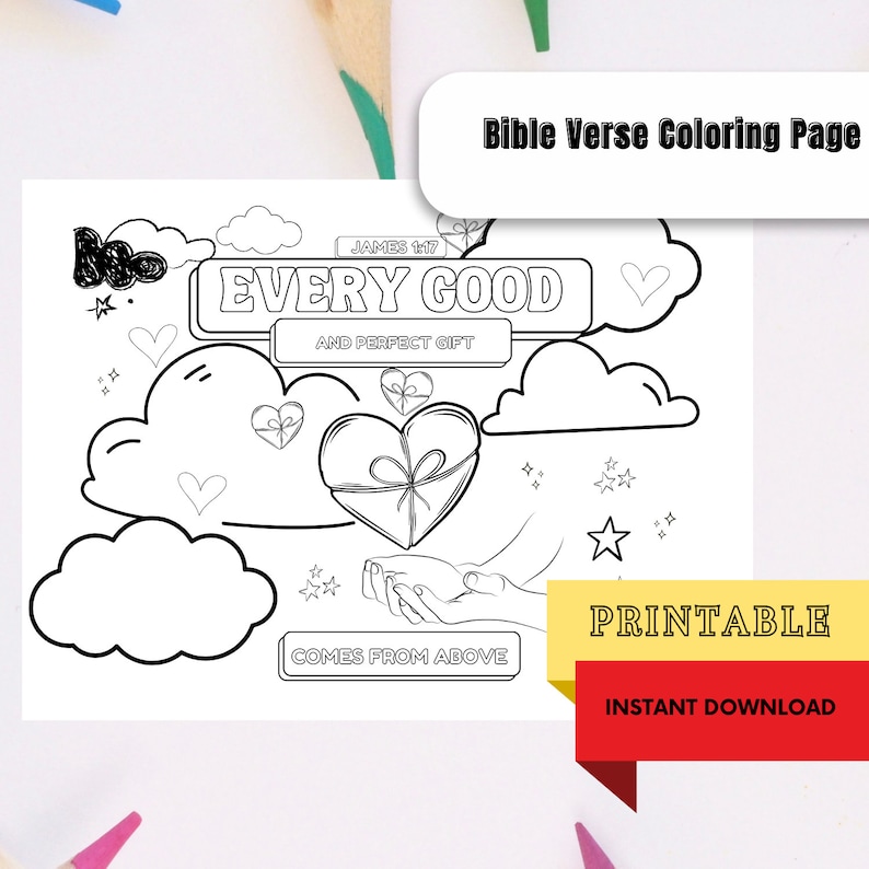 Bible Verse Coloring Sheet, Memory Verse, Luke 10.27, James 1.17 - Etsy