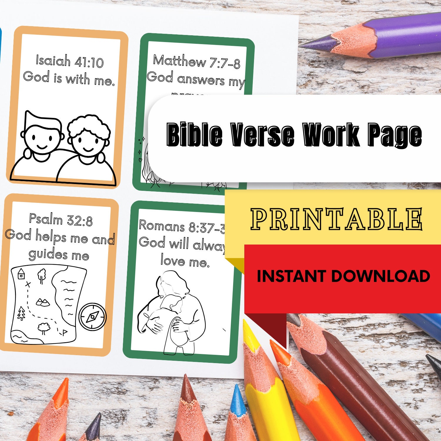 God Promises Coloring Flashcards, Bible Verses, Memory Verse ...