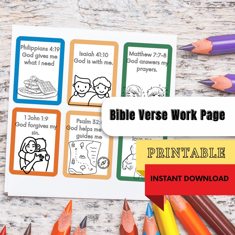 God Promises Coloring Flashcards, Bible Verses, Memory Verse ...