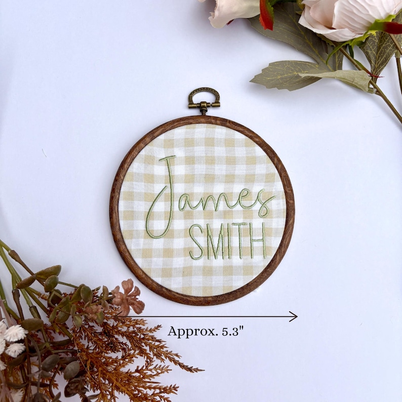 Personalized Embroidered Baby Name Sign, Neutral Nursery Decor ...