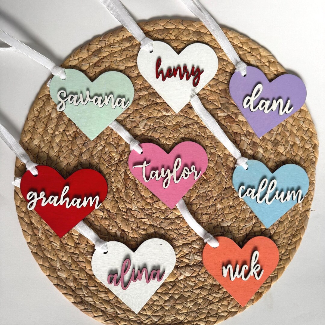 Personalized Basket Tag, Heart Name Tag, Hand Painted - Etsy