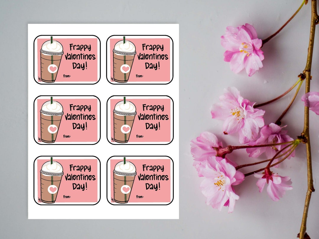Printable PDF Cute Happy frappy Valentines Day Cards Digital Download ...