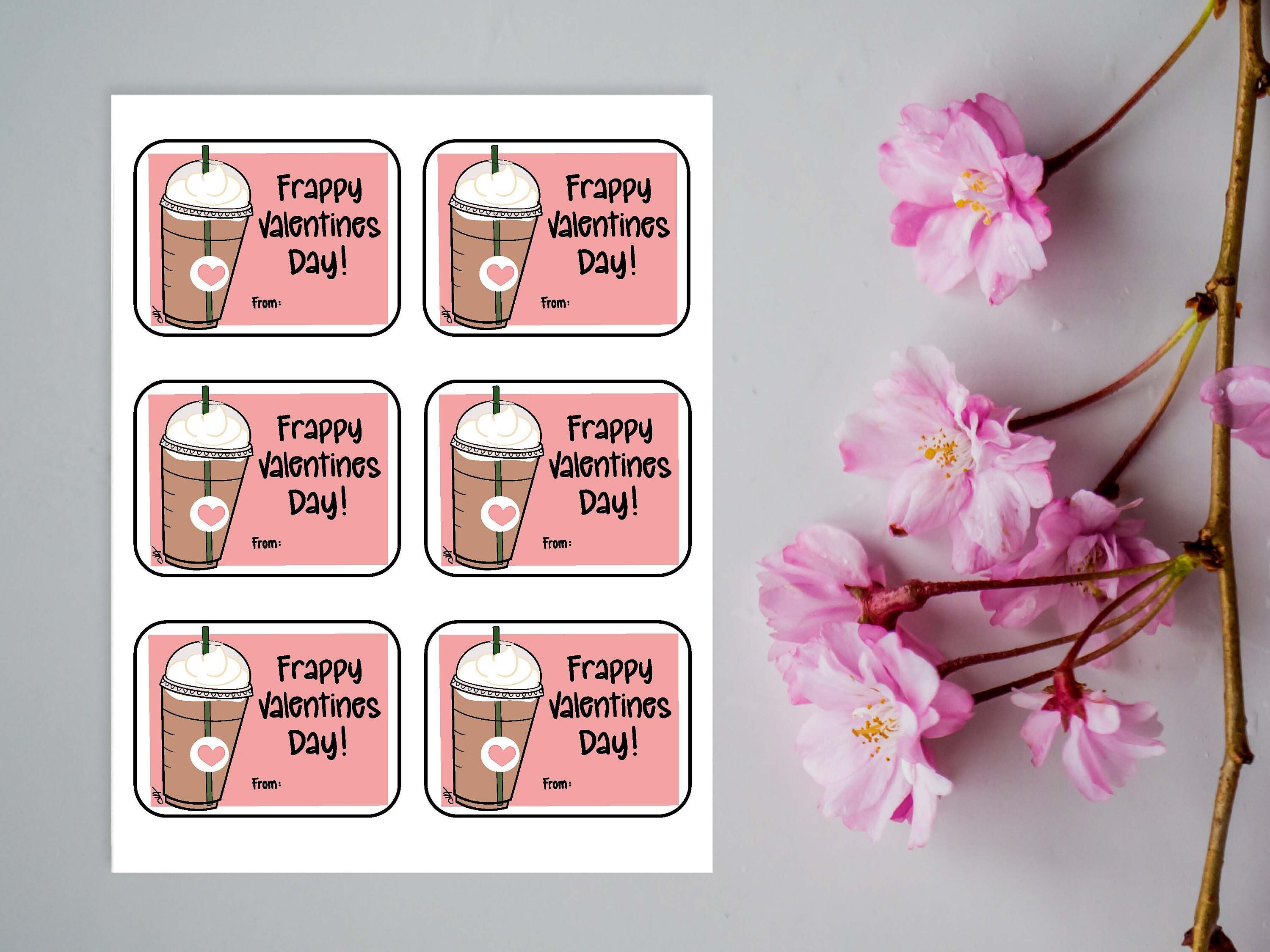 Printable PDF Cute Happy frappy Valentines Day Cards Digital Download ...