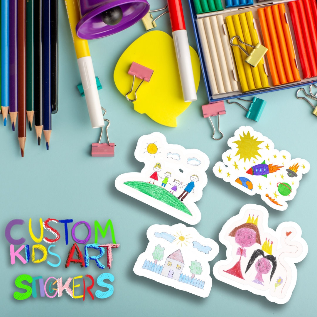 Custom Sticker Kid Artwork Decal Customize Your Child Art Label ...