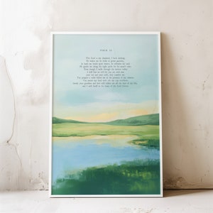 Psalm 23 Modern Christian Wall Art Print | Calming Landscape Scripture ...