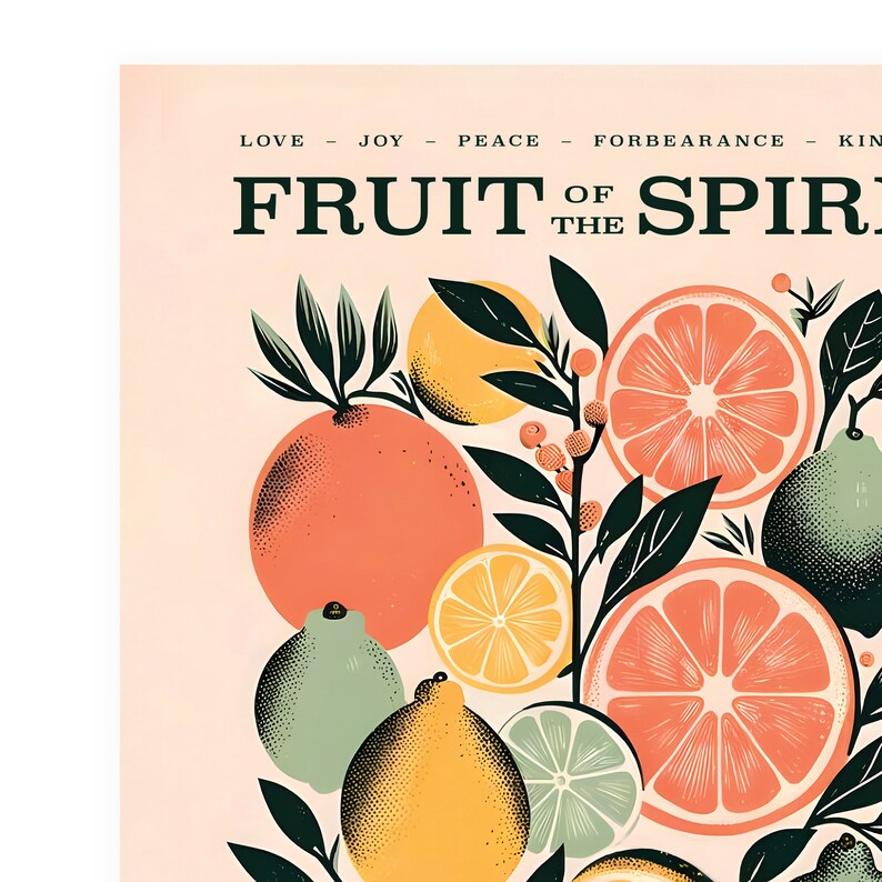 Fruit of the Spirit Wall Art Print - Galatians 5:22 - Bible Verse Art ...