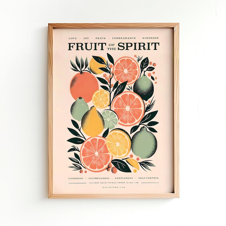 Fruit of the Spirit Wall Art Print - Galatians 5:22 - Bible Verse Art ...