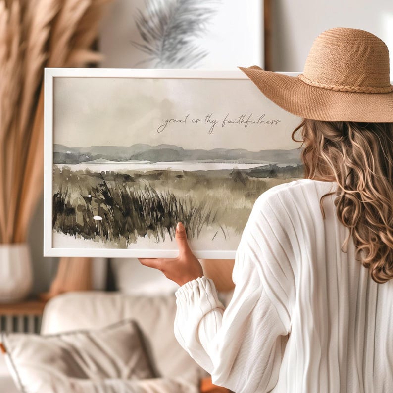 Great is Thy Faithfulness Watercolor Landscape Art Print - Minimalist ...